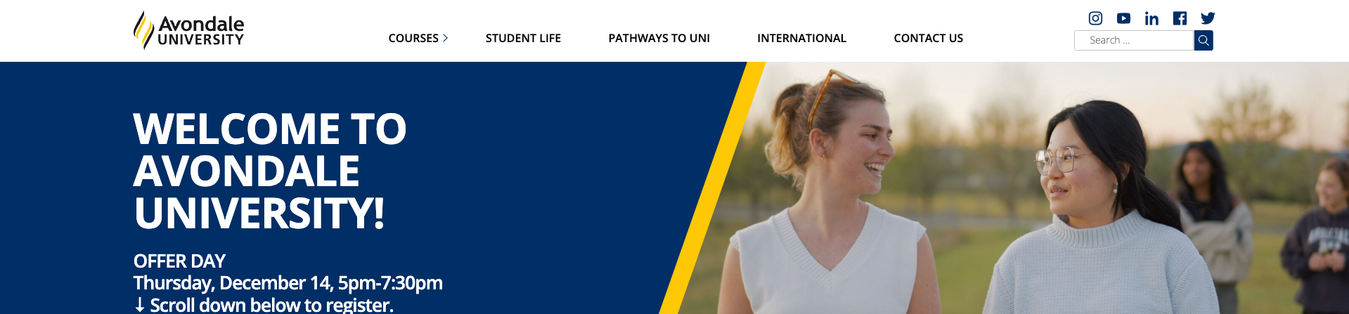 Avondale University: Enrolment Website - Campaign Edge